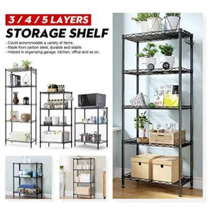 5 Tier Wire Shelving Unit Floor Standing Storage Rack,Steel Storage Shelf for Office Kitchen (Silver)