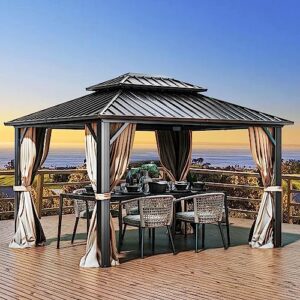 yitahome 10x10ft 2-tier hardtop gazebo (10' x 12')