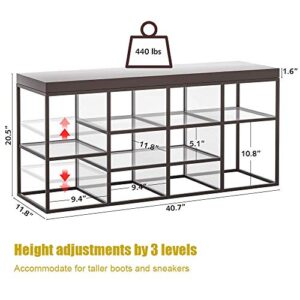 LGHM Shoe Storage Bench, Entryway Bench with Shoe Storage,3-Tier Shoe Rack Bench with Adjustable Shelf, Ideal for Entryway Livingroom Bedroom or RV, White