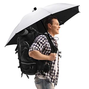 G4Free 46 Inch Large Hiking Umbrella Ultralight UV Silver Reflective Full-size Trekking Backpacking Umbrella (Silver/Black)