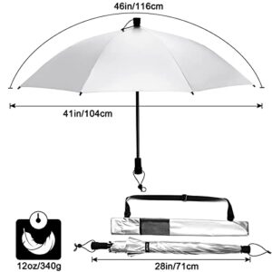 G4Free 46 Inch Large Hiking Umbrella Ultralight UV Silver Reflective Full-size Trekking Backpacking Umbrella (Silver/Black)