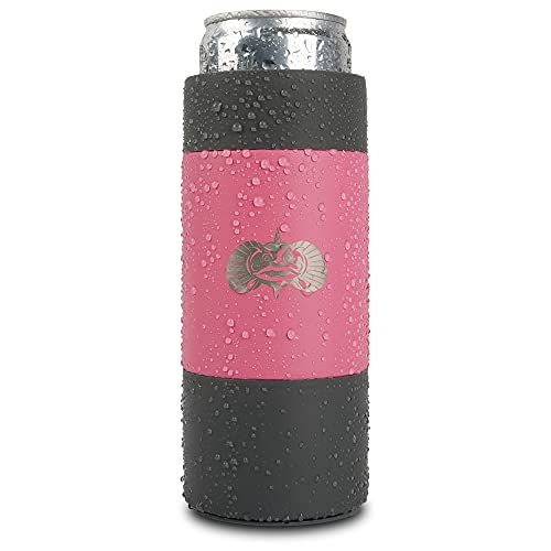 Toadfish Slim Non-Tipping Can Cooler for 12oz Cans - Suction Cup Cooler For Beer & Soda - Stainless Steel Double-Wall Vacuum Insulated Cooler - Sturdy Beverage Holder (Pink)