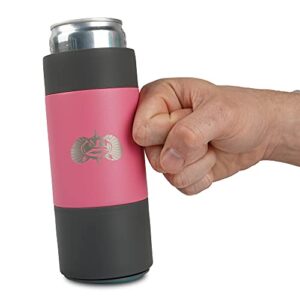 Toadfish Slim Non-Tipping Can Cooler for 12oz Cans - Suction Cup Cooler For Beer & Soda - Stainless Steel Double-Wall Vacuum Insulated Cooler - Sturdy Beverage Holder (Pink)