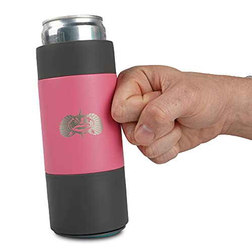 Toadfish Slim Non-Tipping Can Cooler for 12oz Cans - Suction Cup Cooler For Beer & Soda - Stainless Steel Double-Wall Vacuum Insulated Cooler - Sturdy Beverage Holder (Pink)