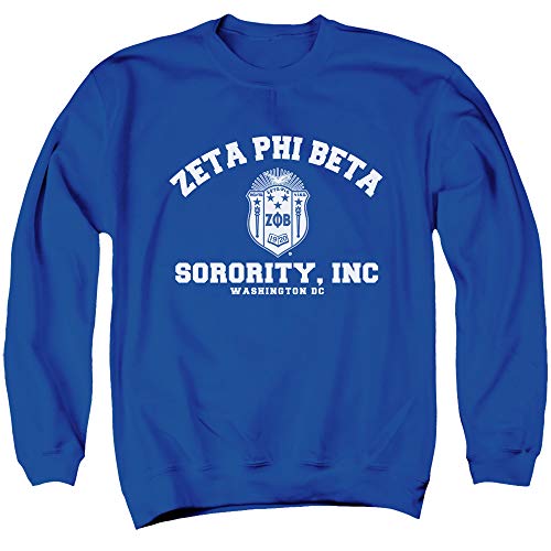 Zeta Phi Beta Sorority Official Circle Badge Unisex Adult Crewneck Sweatshirt, Royal Blue, Large