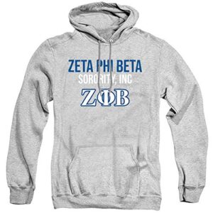 zeta phi beta sorority official stacked unisex adult pull-over hoodie, athletic heather, x-large