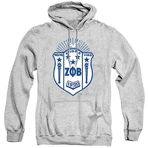 Zeta Phi Beta Sorority Official Distressed Primary Unisex Adult Pull-Over Hoodie, Athletic Heather, 2X-Large