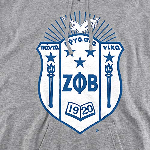 Zeta Phi Beta Sorority Official Distressed Primary Unisex Adult Pull-Over Hoodie, Athletic Heather, 2X-Large