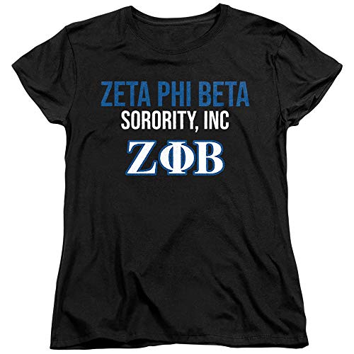 Zeta Phi Beta Sorority Official Stacked Women's T Shirt, Black, 2X-Large