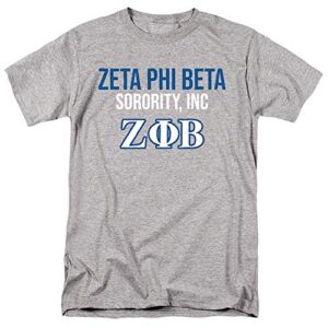 zeta phi beta sorority official stacked unisex adult t-shirt, athletic heather, large