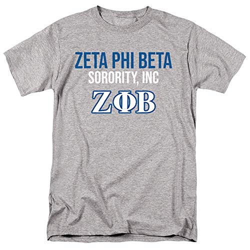 Zeta Phi Beta Sorority Official Stacked Unisex Adult T-Shirt, Athletic Heather, Large