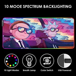 Bimormat RGB Mouse Pad LED Light Gaming Mouse Pad with Rubber Base Colorful Computer Carpet Desk Mat for PC Laptop (35.4 * 15.7 inch) (9040rkmomo)