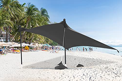 ABCCANOPY Beach Portable Sun Shelter for Beach, Camping Trips (7x7 FT, Gray)