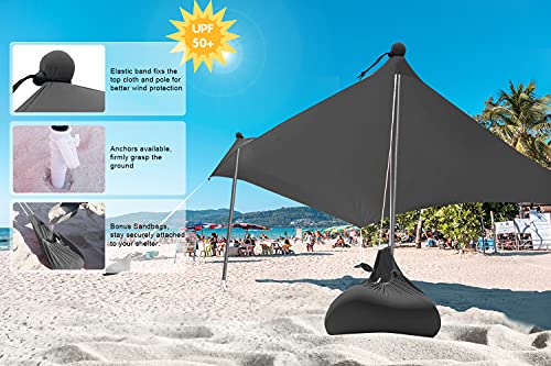 ABCCANOPY Beach Portable Sun Shelter for Beach, Camping Trips (7x7 FT, Gray)