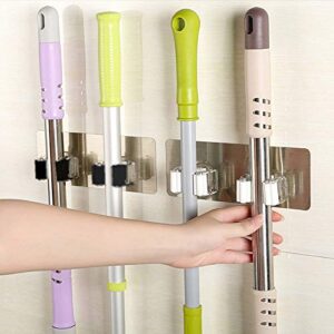 purest spring mop and broom holder wall mount self adhesive,broom mop hanger wall mount,tool with handle holder and organizer (large)