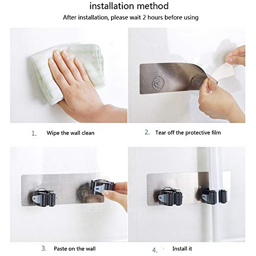 Purest Spring Mop and Broom Holder Wall Mount Self Adhesive,Broom mop Hanger Wall Mount,Tool with Handle Holder and Organizer (Large)