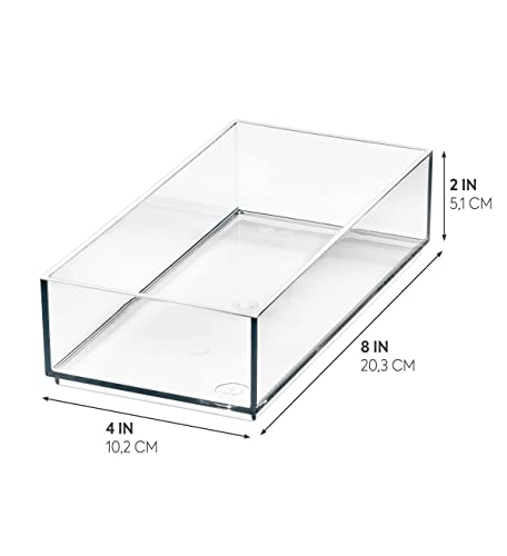 iDesign The Sarah Tanno Collection Plastic Cosmetic Drawer Organizer, 4" x 8" x 2", Clear