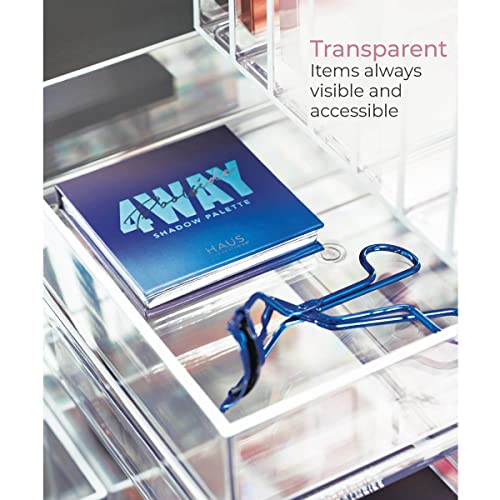 iDesign The Sarah Tanno Collection Plastic Cosmetic Drawer Organizer, 4" x 8" x 2", Clear