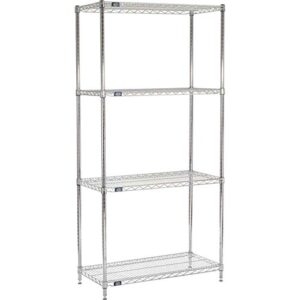 nexel 5 tier chrome wire shelving starter unit, 42" w x 24" d x 74" h