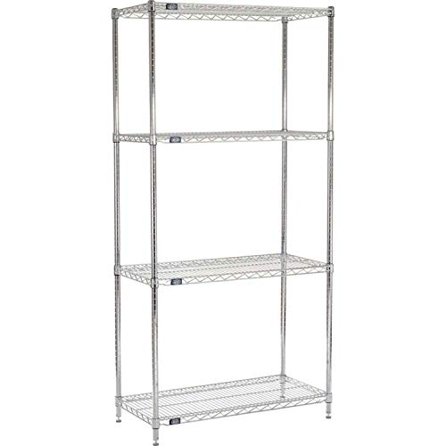 Nexel 5 Tier Chrome Wire Shelving Starter Unit, 42" W x 24" D x 74" H