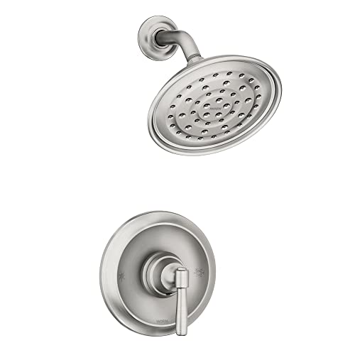 Moen Halle Spot Resist Brushed Nickel Shower Faucet Trim Set featuring Wide Showerhead and Shower Lever Handle with Posi-Temp Valve Included, 82971SRN