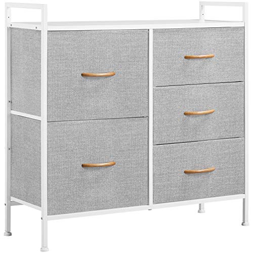 Yaheetech 5 Drawers Fabric Organizer Fabric Storage Organizer Unit Tower for Hallway, Entryway, Steel Frame, Easy Pull Handle