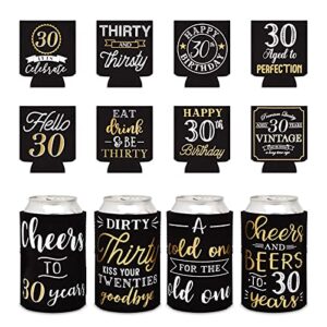 30th birthday beer can cooler sleeves cheers to 30 years variety (12 pack)