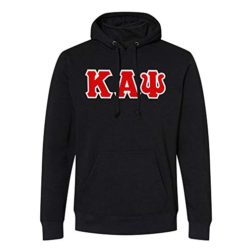 Greekgear Men's Kappa Alpha Psi Lettered Gaiter Fleece Hooded Sweatshirt Medium Black