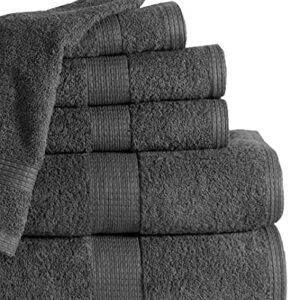 LANE LINEN Grey Bath Towels for Bathroom Set - 100% Cotton 6 Pc Towels Set, Absorbent Bathroom Towel Set, 2 Bath Towels, 2 Hand Towels, 2 Wash Cloths for Your Body and face-Grey Bath Towels Set