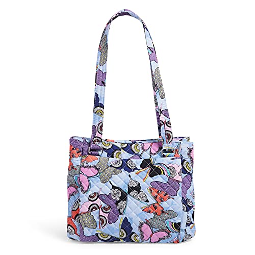 Vera Bradley Women's Cotton Multi-Compartment Shoulder Satchel Purse, Butterfly By - Recycled Cotton, One Size