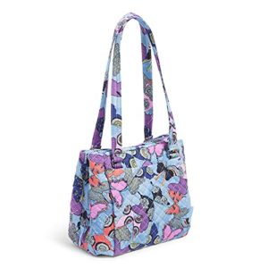 Vera Bradley Women's Cotton Multi-Compartment Shoulder Satchel Purse, Butterfly By - Recycled Cotton, One Size