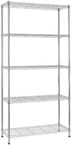 1250 lbs chrome 5 tier shelf wire shelving unit - 14"x36"x72", nsf metal heavy duty large storage shelves height adjustable utility for garage kitchen office commercial shelving steel layer shelf