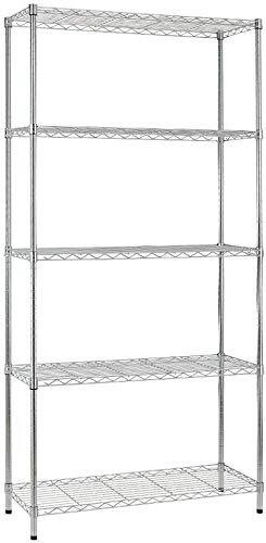 1250 LBS Chrome 5 Tier Shelf Wire Shelving Unit - 14"x36"x72", NSF Metal Heavy Duty Large Storage Shelves Height Adjustable Utility for Garage Kitchen Office Commercial Shelving Steel Layer Shelf