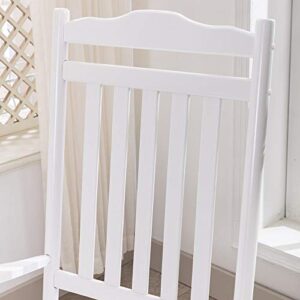 BplusZ Patio Rocking Chair Outdoor Furniture Comfy Rocker for Adults Porch Lawn Room Indoor Wooden White