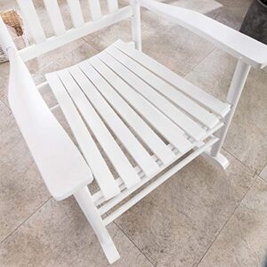 BplusZ Patio Rocking Chair Outdoor Furniture Comfy Rocker for Adults Porch Lawn Room Indoor Wooden White