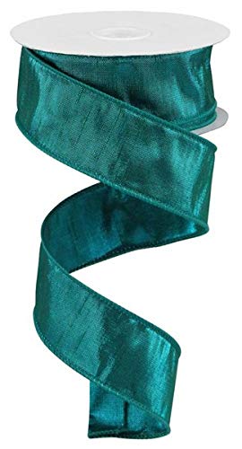 Metallic Dupioni Wired Edge Ribbon, 10 Yards (Turquoise, 1.5 Inch)