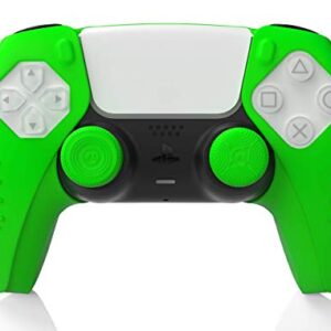 Foamy Lizard SensePro Dock Compatible PS5 Controller | Soft Flat Anti-Slip Studded Silicone Gel Grip Cover for Playstation 5 Dualsense, Rubber Protector Plus 8 Raised Thumb Grip Caps (Green)