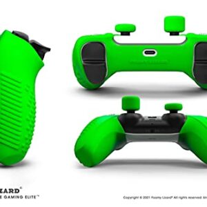 Foamy Lizard SensePro Dock Compatible PS5 Controller | Soft Flat Anti-Slip Studded Silicone Gel Grip Cover for Playstation 5 Dualsense, Rubber Protector Plus 8 Raised Thumb Grip Caps (Green)