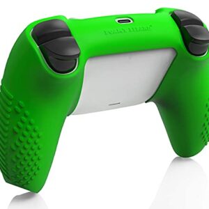 Foamy Lizard SensePro Dock Compatible PS5 Controller | Soft Flat Anti-Slip Studded Silicone Gel Grip Cover for Playstation 5 Dualsense, Rubber Protector Plus 8 Raised Thumb Grip Caps (Green)