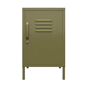 realrooms shadwick 1 door metal locker style livingroom end table, olive green