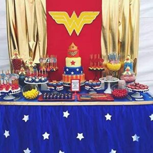 IGUO 30pcs Wonder Woman Decor Navy Blue Red White Gold Tissue Paper Pom Poms Nautical Party Supplies Twinkle Stars Paper Garland for Baby Shower Boy Scout Banquet Birthday Party Decorations