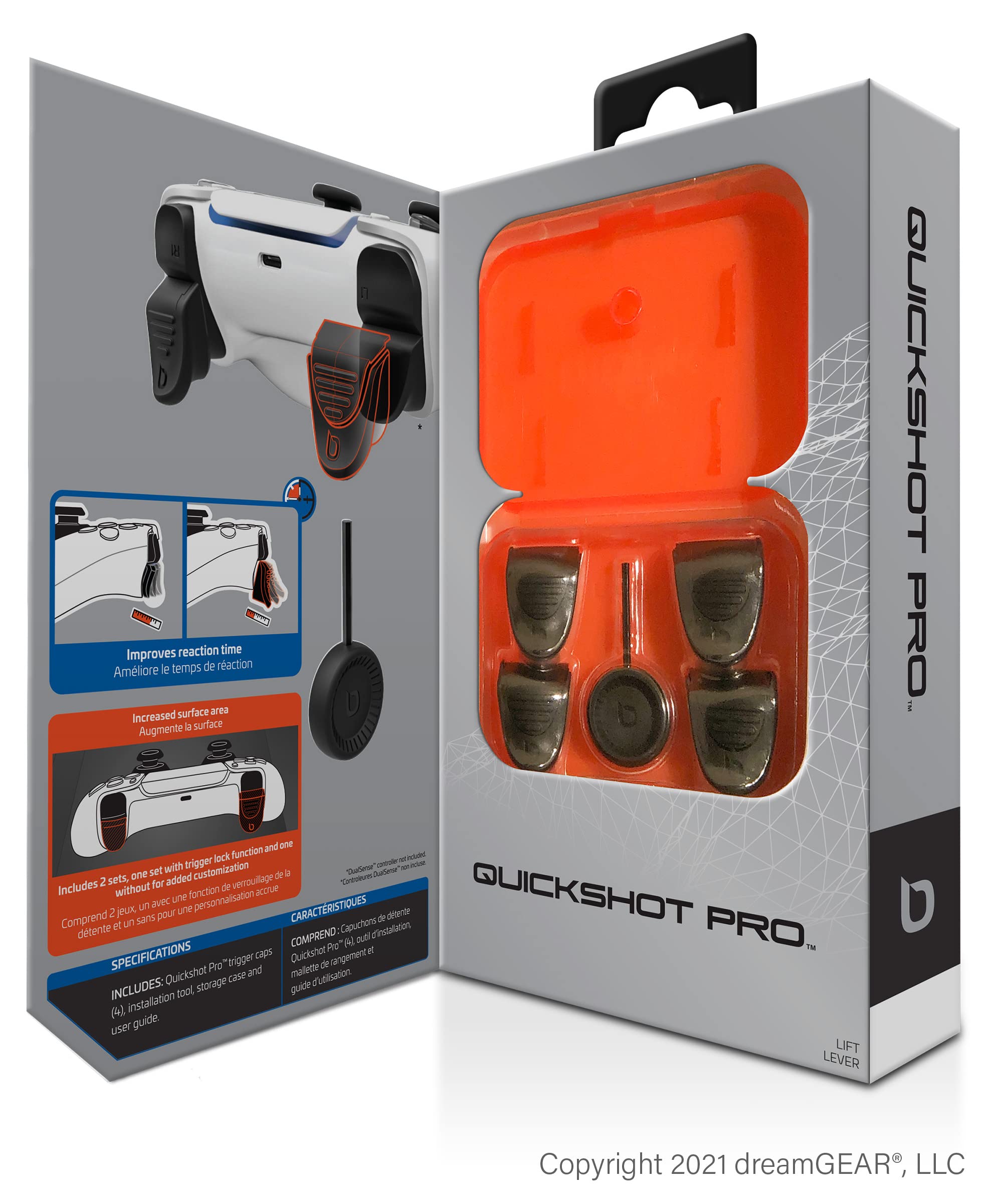 Bionik Quickshot Pro For PlayStation 5 Controllers: Trigger Lock System For Faster Reaction Time - Includes Two Sets