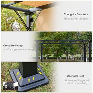 Outsunny 10' x 10' Outdoor Retractable Pergola Canopy with Sun Shade Unique Design Canopy Patio Metal Shelter for Garden Porch Beach