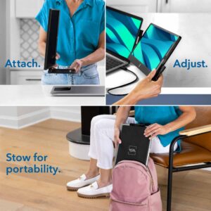 SideTrak Swivel 14” Patented Attachable Portable Monitor for Laptop | FHD TFT USB Rotating Laptop Dual Screen | Mac, PC, & Chrome Compatible | Fits All Laptops | Powered by USB-C or Mini HDMI (Black)