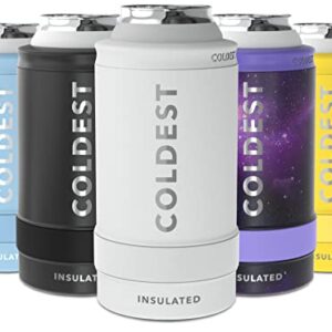 THE COLDEST Skinny Can Cooler - Vacuum Insulated Stainless Steel Slim Can Koozie - Sleeve for All 12oz Cans - Slim Can Holder for Beer, Soda, Hard Seltzer, Energy Drinks & more (Epic White)