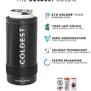 THE COLDEST Skinny Can Cooler - Vacuum Insulated Stainless Steel Slim Can Koozie - Sleeve for All 12oz Cans - Slim Can Holder for Beer, Soda, Hard Seltzer, Energy Drinks & more (Epic White)