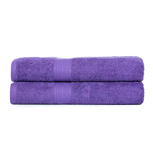 Ample Decor Hand Towel 18 X 28 Inch Pack of 2 600 GSM 100% Cotton, OEKO Tex Certified Soft Absorbent Thick Durable Premium Quality, for Hotel, Bathroom, Spa, Daily Use, Gym - Machine Washable - Purple