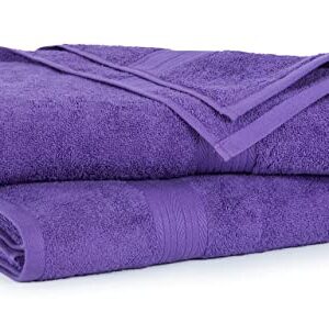 Ample Decor Hand Towel 18 X 28 Inch Pack of 2 600 GSM 100% Cotton, OEKO Tex Certified Soft Absorbent Thick Durable Premium Quality, for Hotel, Bathroom, Spa, Daily Use, Gym - Machine Washable - Purple