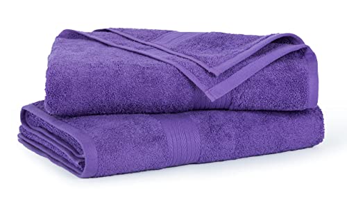 Ample Decor Hand Towel 18 X 28 Inch Pack of 2 600 GSM 100% Cotton, OEKO Tex Certified Soft Absorbent Thick Durable Premium Quality, for Hotel, Bathroom, Spa, Daily Use, Gym - Machine Washable - Purple