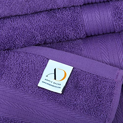 Ample Decor Hand Towel 18 X 28 Inch Pack of 2 600 GSM 100% Cotton, OEKO Tex Certified Soft Absorbent Thick Durable Premium Quality, for Hotel, Bathroom, Spa, Daily Use, Gym - Machine Washable - Purple